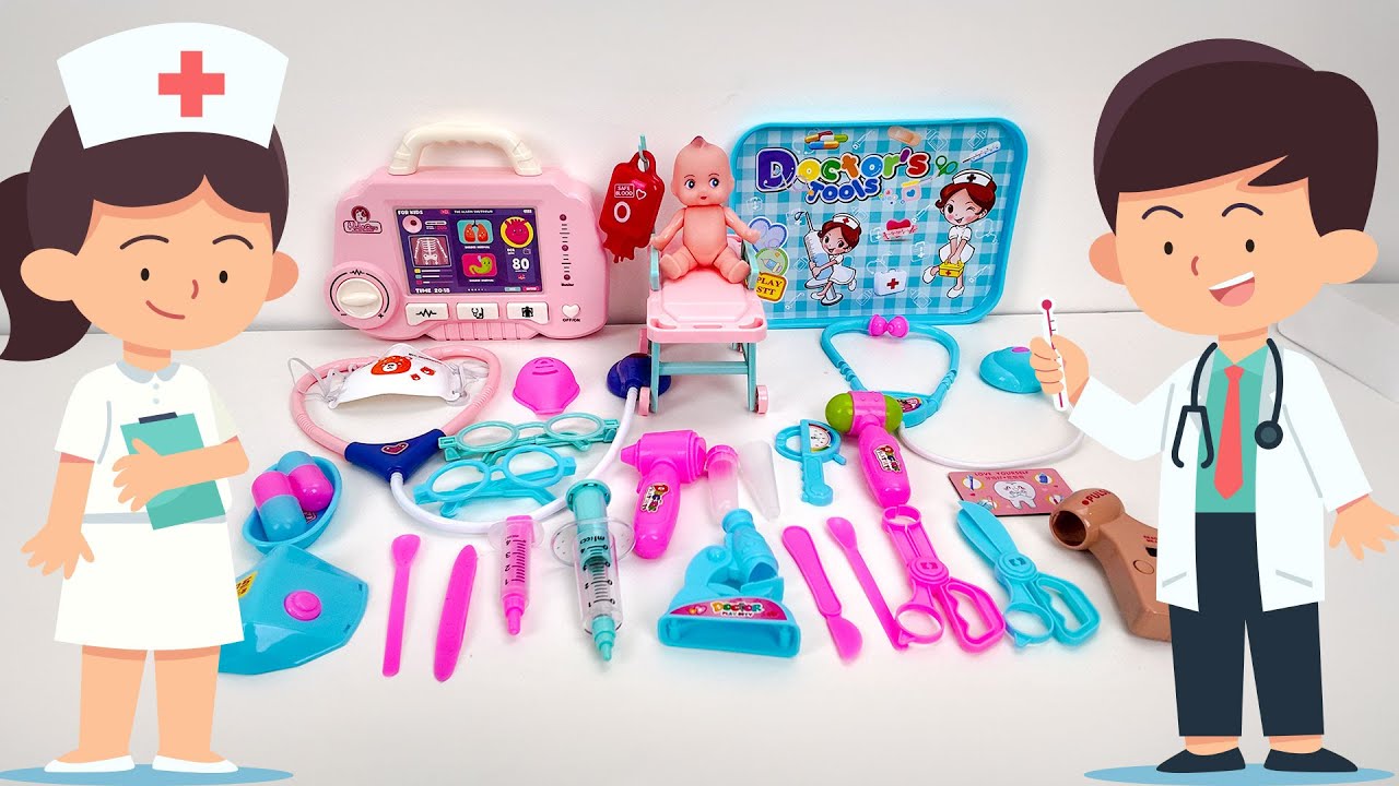 11 Minutes Satisfying with Unboxing Cute Blue and Pink Doctor Playset ...