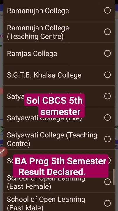 SOL BA Prog 5th Semester Result Declared 🔥 l Cbcs And Ex-student check result #dusolresult - YouTube