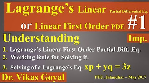 Lagrange's Linear Partial Differential Equation - YouTube