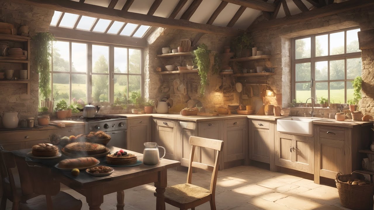 Grandma's Summer Kitchen 🥞 🍰 Unwind with Harp Music ☀️ - YouTube