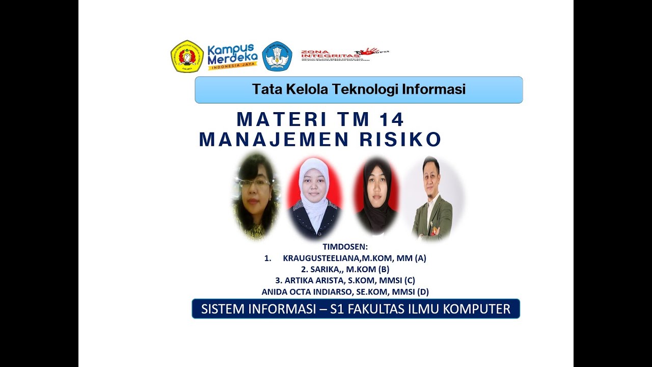 Recording Pertemuan 14 - Tata Kelola TI - Manajemen Risiko - YouTube