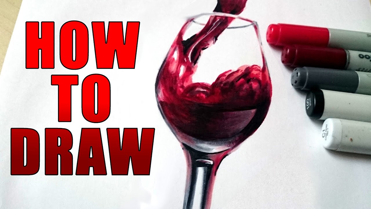 How To Draw A Realistic Glass Of Wine Tutorial Youtube