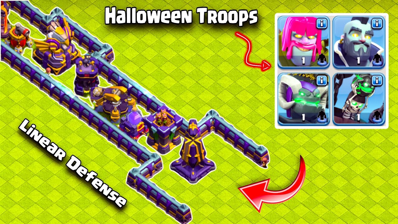 Holloween Troops Destroy Th15 Linear Defense ! - Clash of Clans - YouTube