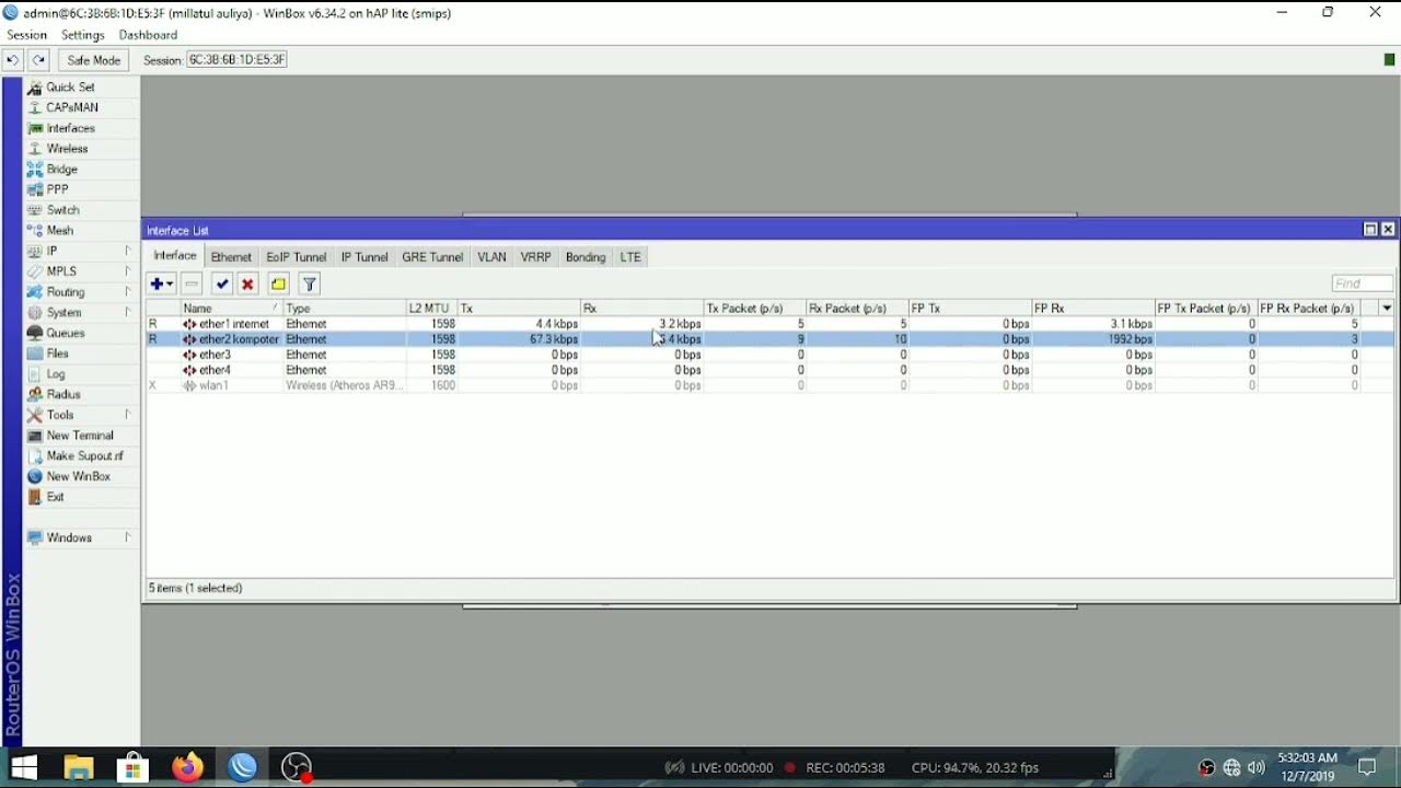 tutorial setting mikrotik dan dhcp server di winbox - YouTube