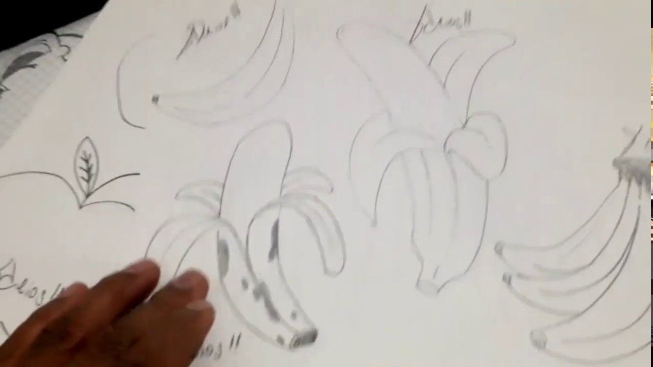 Como dibujar UN PLATANO 04 a lapiz | how to draw | como desenhar o ...