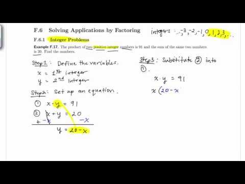 Factoring Applications: Integer Problems - YouTube