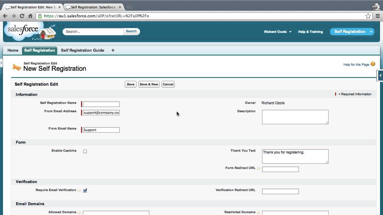 Self Registration Setup - YouTube