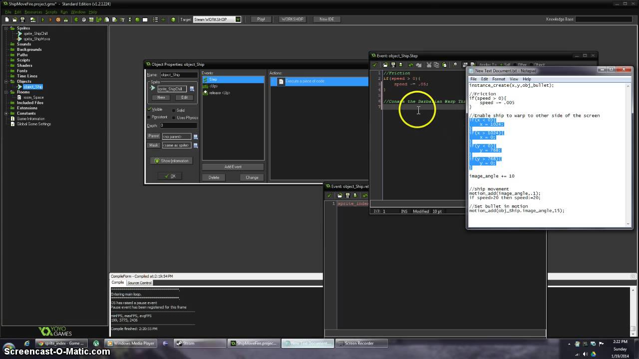 Game Maker Tutorial Asteroids Ship GML 3 - YouTube