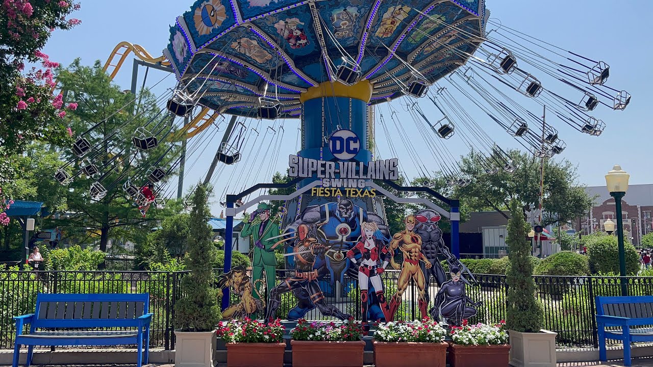 DC Super-Villains Swing at Six Flags Fiesta Texas - YouTube