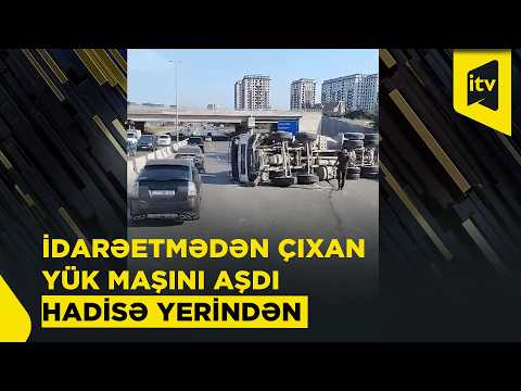 Bakı-Sumqayıt yolunda betonqarışdıran maşın aşıb