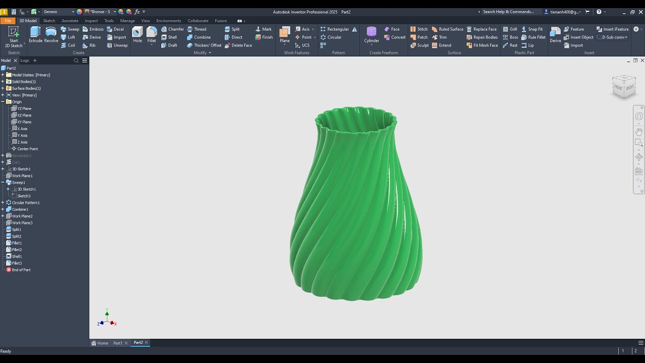 How to make "Spiral Vase" | Inventor Modeling #3 - YouTube