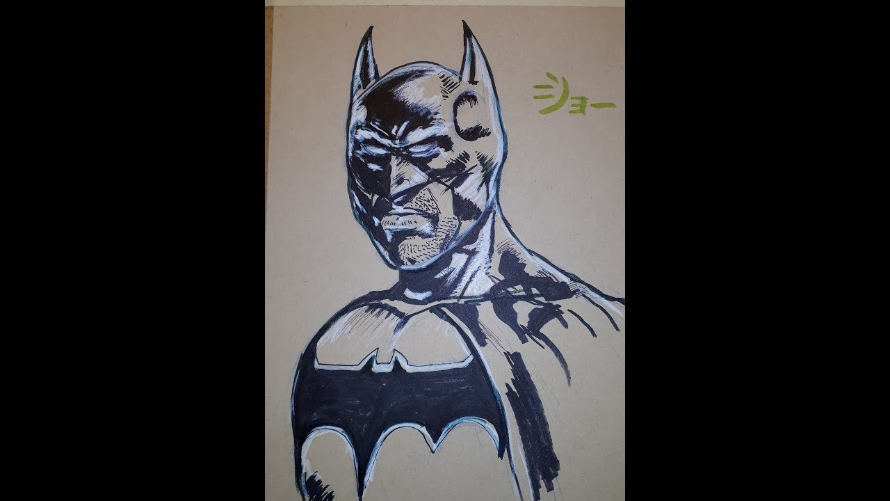 Batman on tan paper- ink practice [2018] - YouTube
