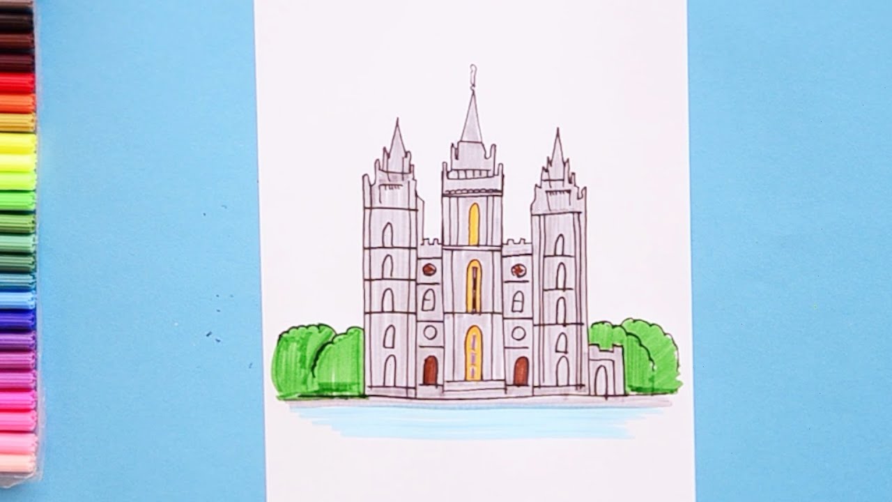 How to draw LDS Temple, Utah - YouTube