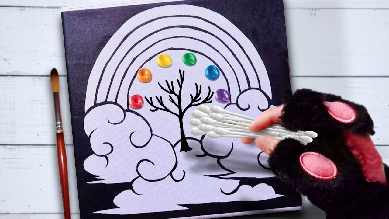 Easy Acrylic Painting Idea | Acrylic Painting Technique | Rainbow Tree Drawing - YouTube