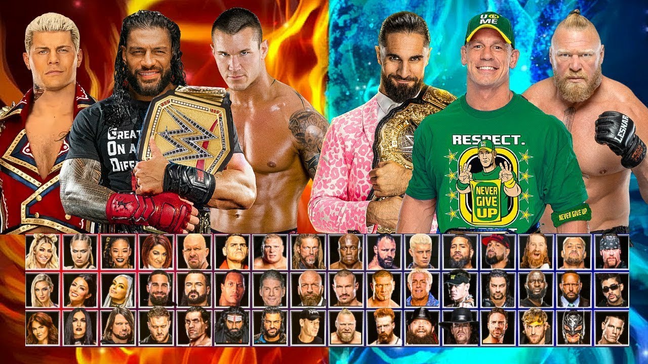 Tag team match. Team ROMAN VS Team CENA ,6 man elimination tag team ...