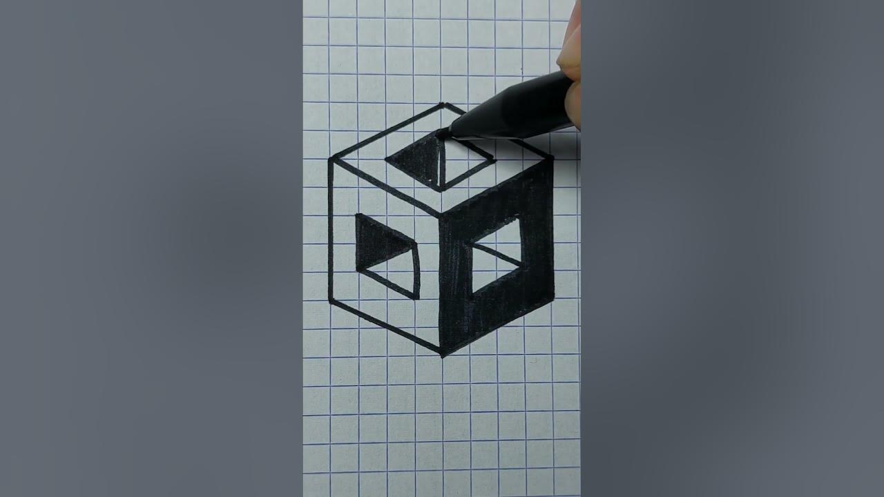 Drawing 3d Cube #shorts - YouTube