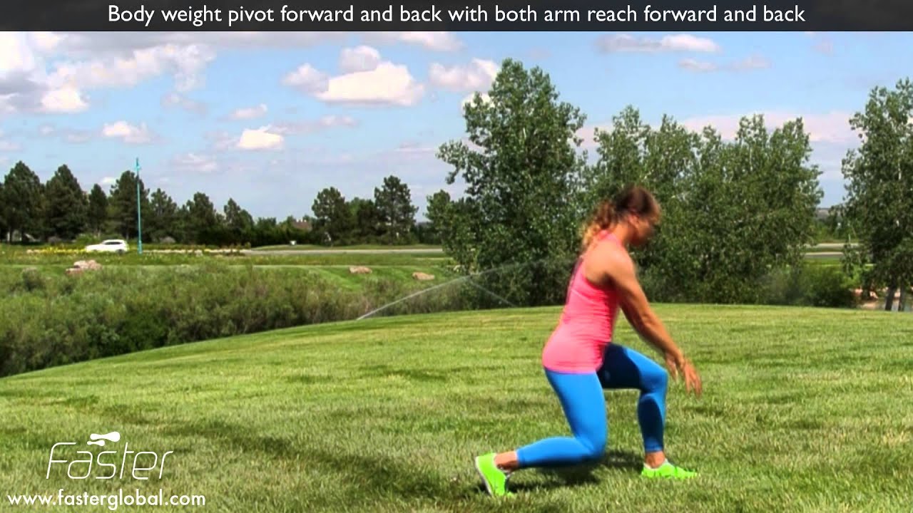 Body weight pivot forward and back with both arm reach forward and back ...