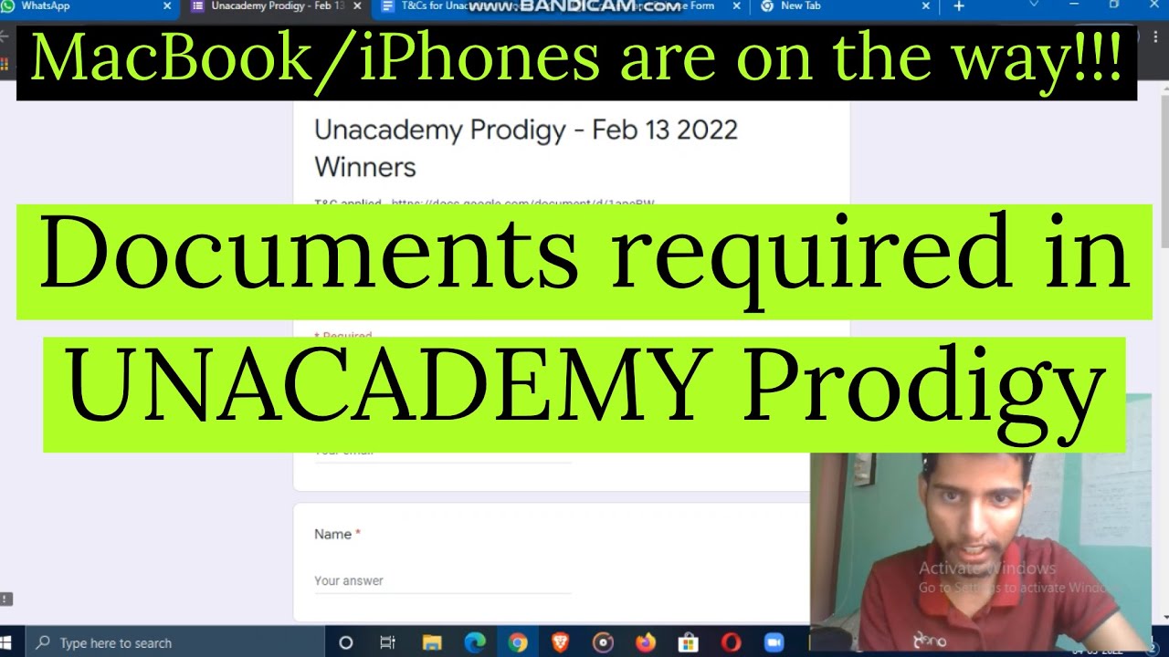Documents Required After Winning UNACADEMY Prodigy | UNACADEMY Prodigy ...