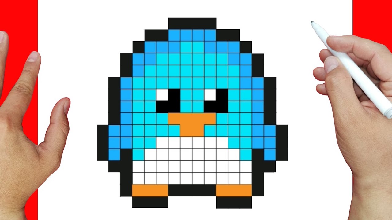Como dibujar un Pinguino en pixel Art | Cómo dibujar Animales para ...