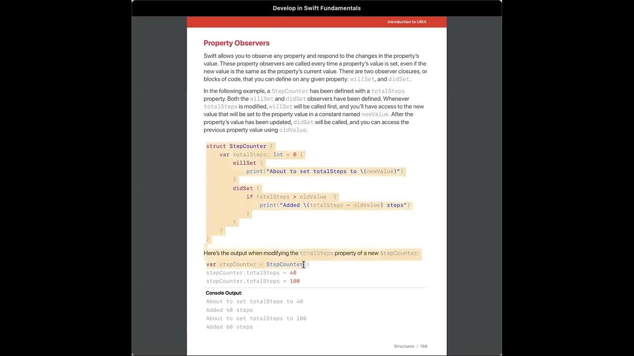 Swift Fundamentals Book 24 Structures Property Observer Youtube