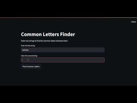 #2 Find common letters between two strings using streamlit | Python programming | Data Science ...