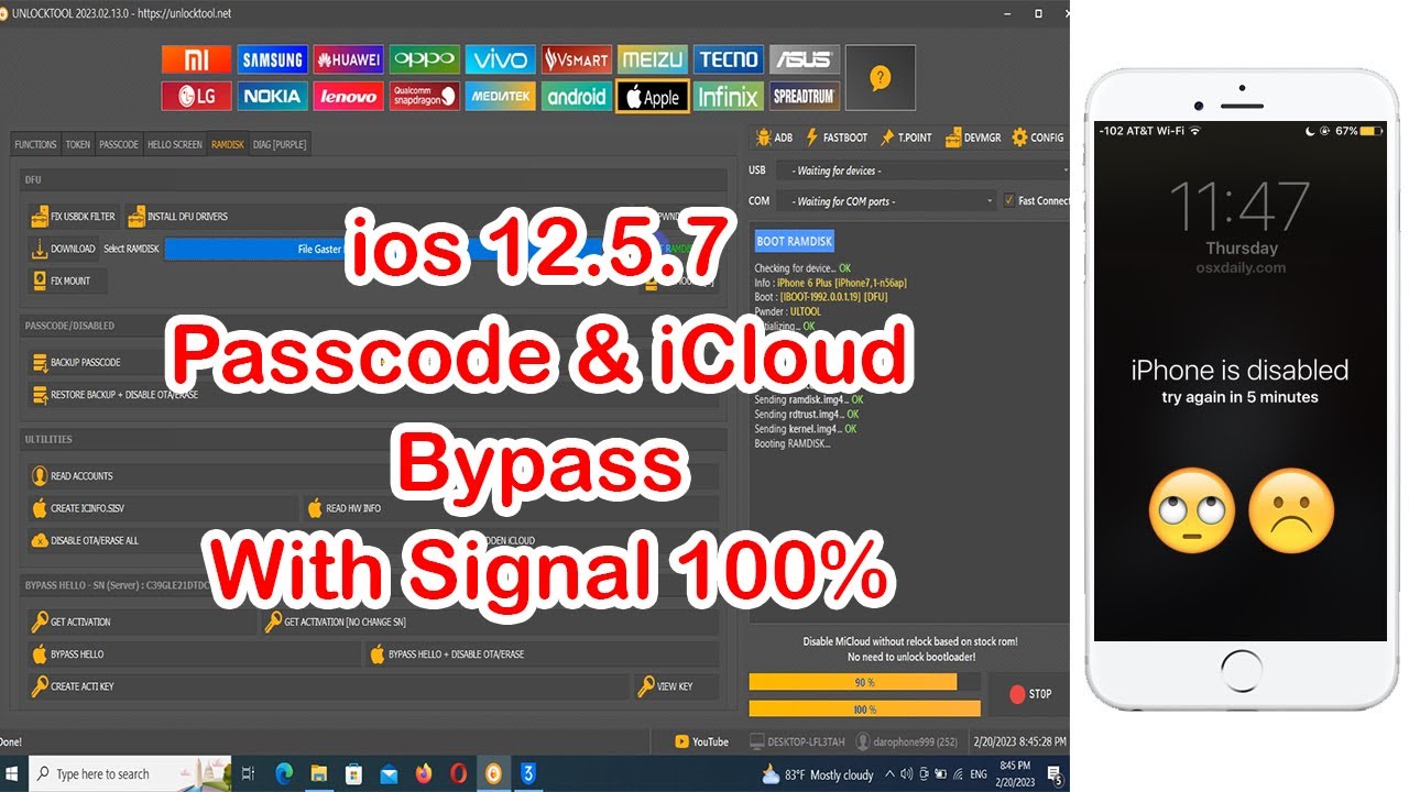 iPhone 6 Plus ios 12.5.7 PassCode & iCloud Bypass Full video Tutorial ...