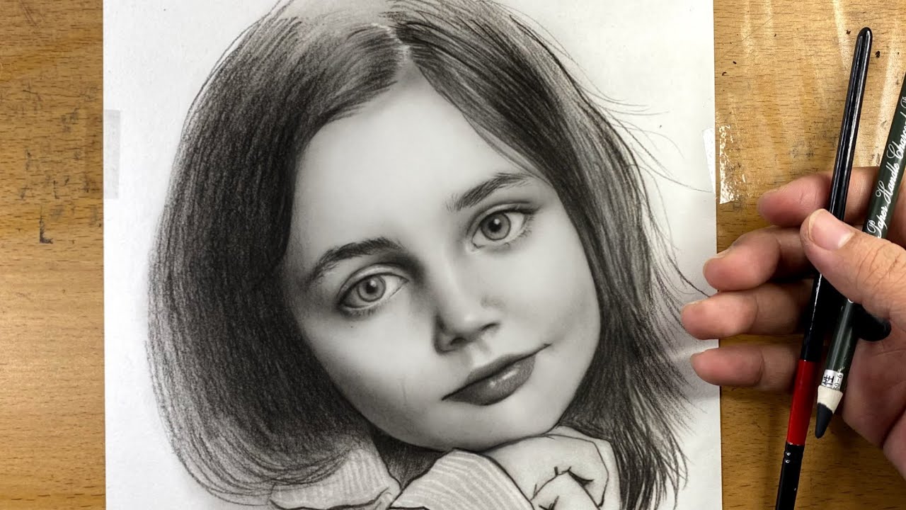 Realistic Portrait Drawing the Girl Techniques - YouTube