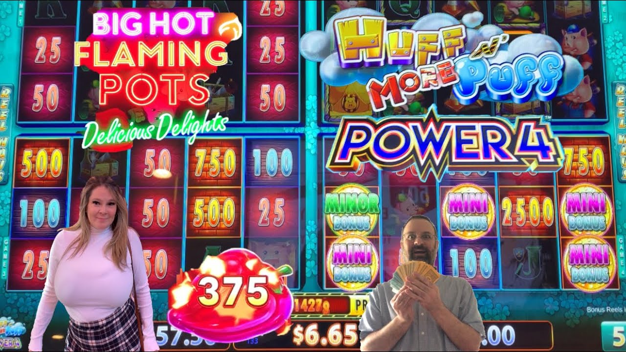 BIG WINS! Huff N More Puff POWER 4 + BIG HOT FLAMING POTS slot play ...