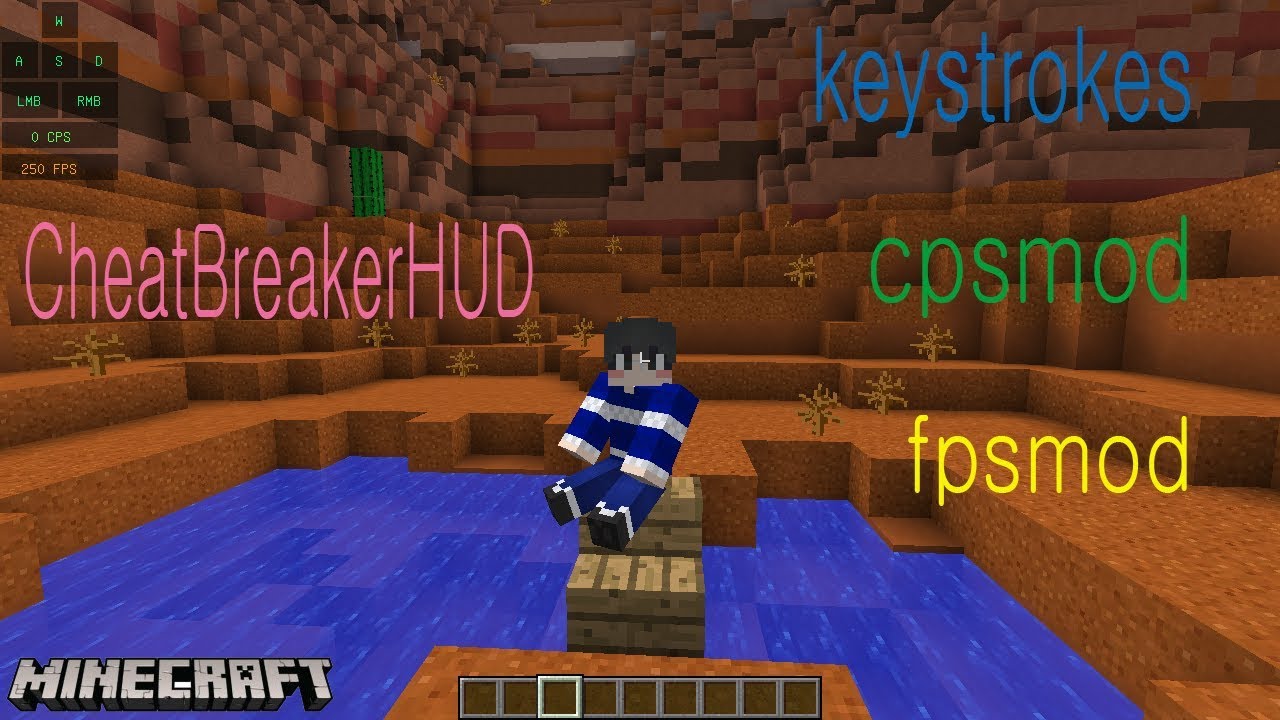 Keystrokes + cps + fps 모드 /마인크래프트 모드리뷰 cheatbreaker 모드/ [후선] 마인크래프트 ...