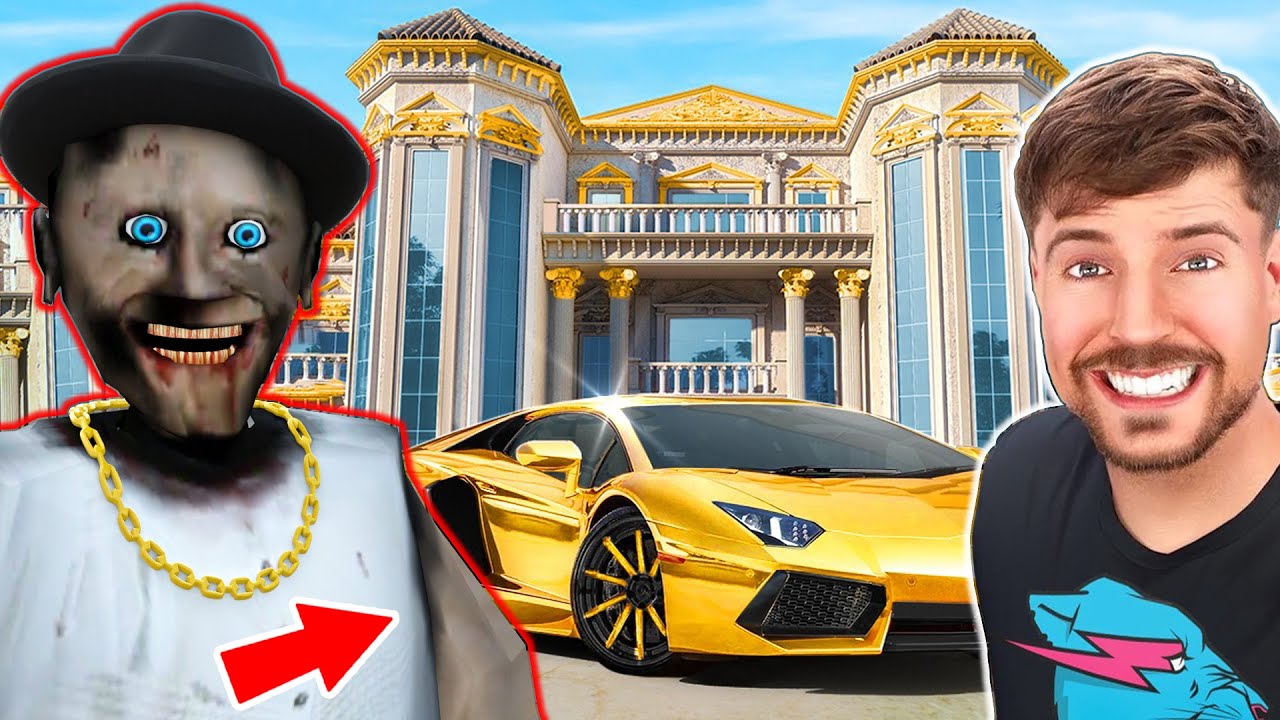 Granny this is MrBeast !! House for $1 Vs $100,000,000! - funny horror ...