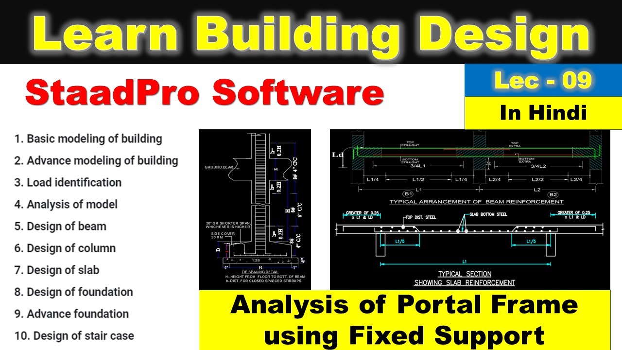 Staad pro tutorial in hindi [Lec 9]: Analysis of portal frame with ...