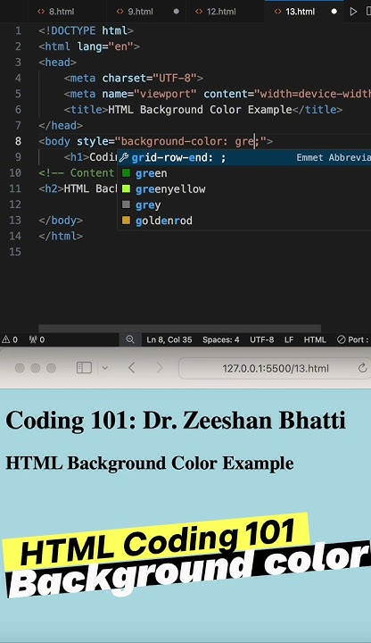 HTML Coding Q&A 13: HTML for adding a background color to a webpage?# ...