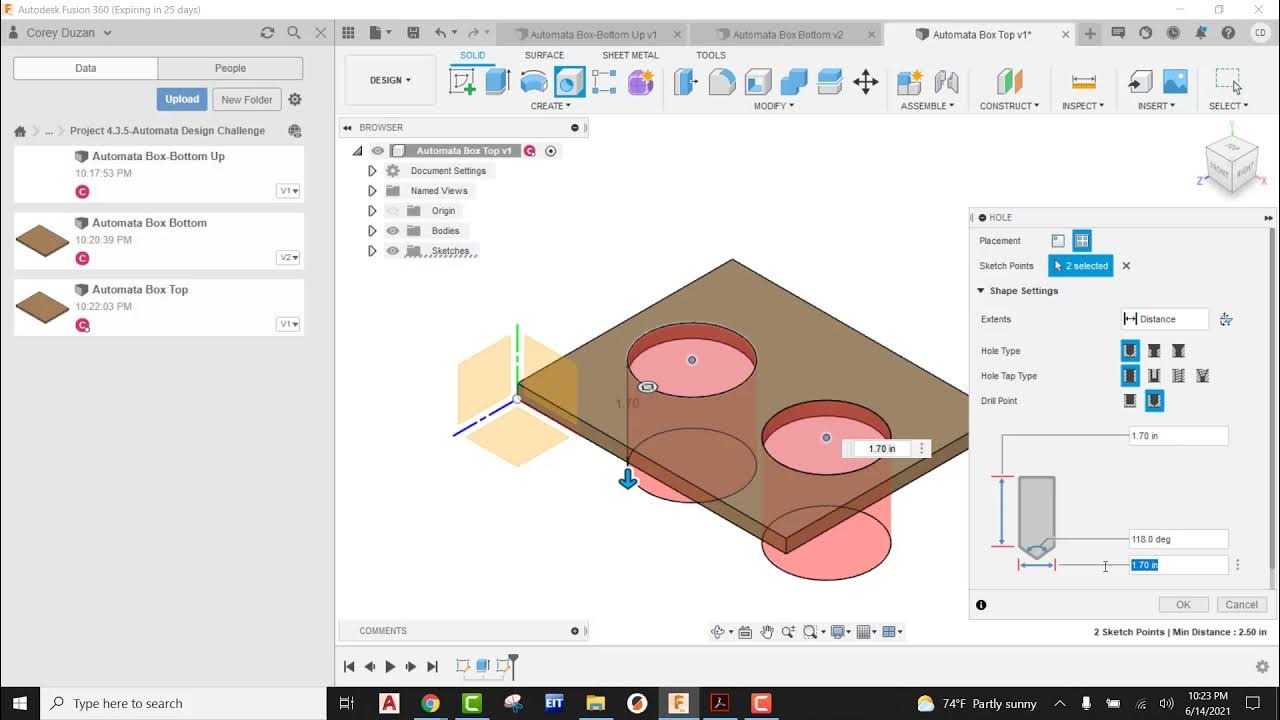 Automata Box Bottom Up Assembly Fusion 360 Video Tutorial - YouTube