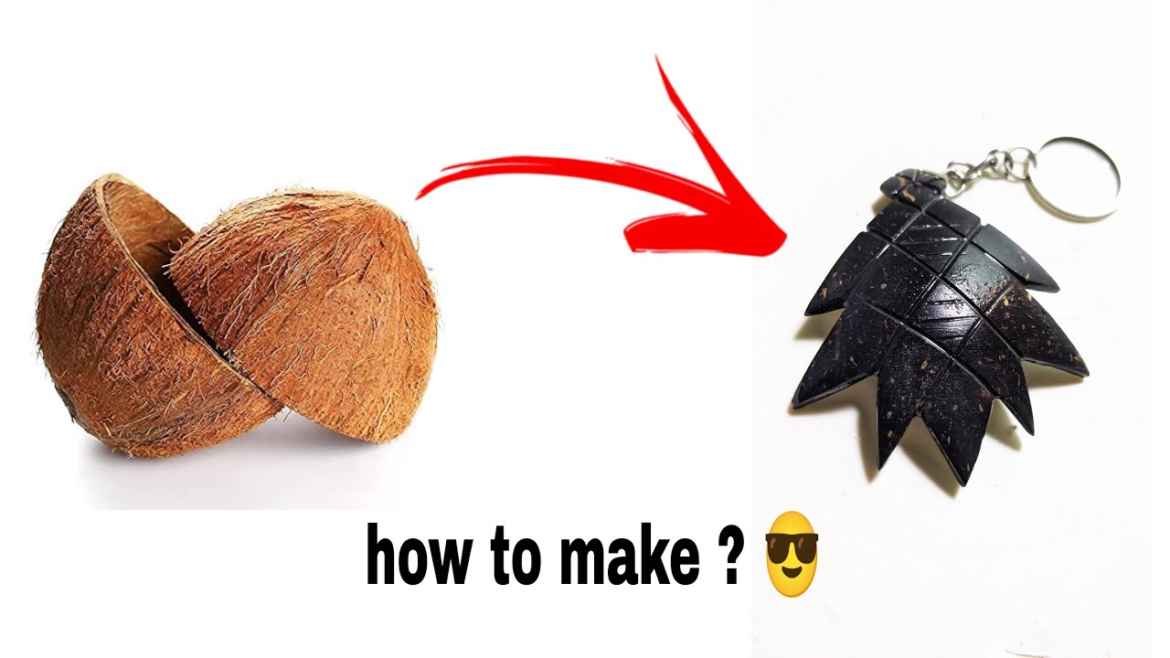 how to make coconut shell key tag ? coconut shell idea - YouTube