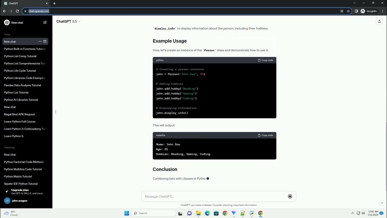 Lists In Classes Python Youtube
