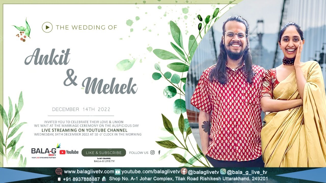 ANKIT ️ MEHEK WEDDING CEREMONY LIVE 🔴 BALA-G LIVE TV - YouTube
