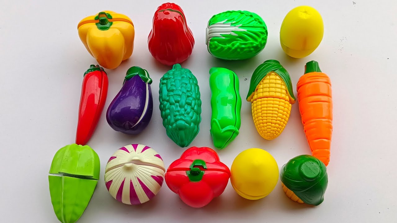 Learn Names of Fruits and Vegetables with Wooden toys velcro cutting ...