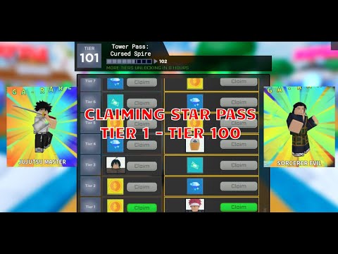 CLAIMING ALL TIER 1-100 STAR PASS REWARDS! All Star Tower Defense ...