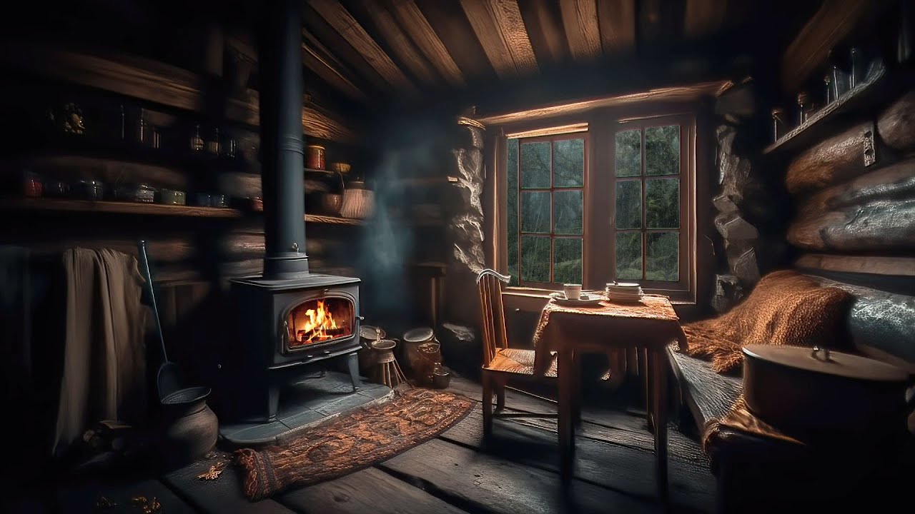 Cozy Cabin Ambience - Rain and Fireplace Sounds at Night 8 Hours for ...