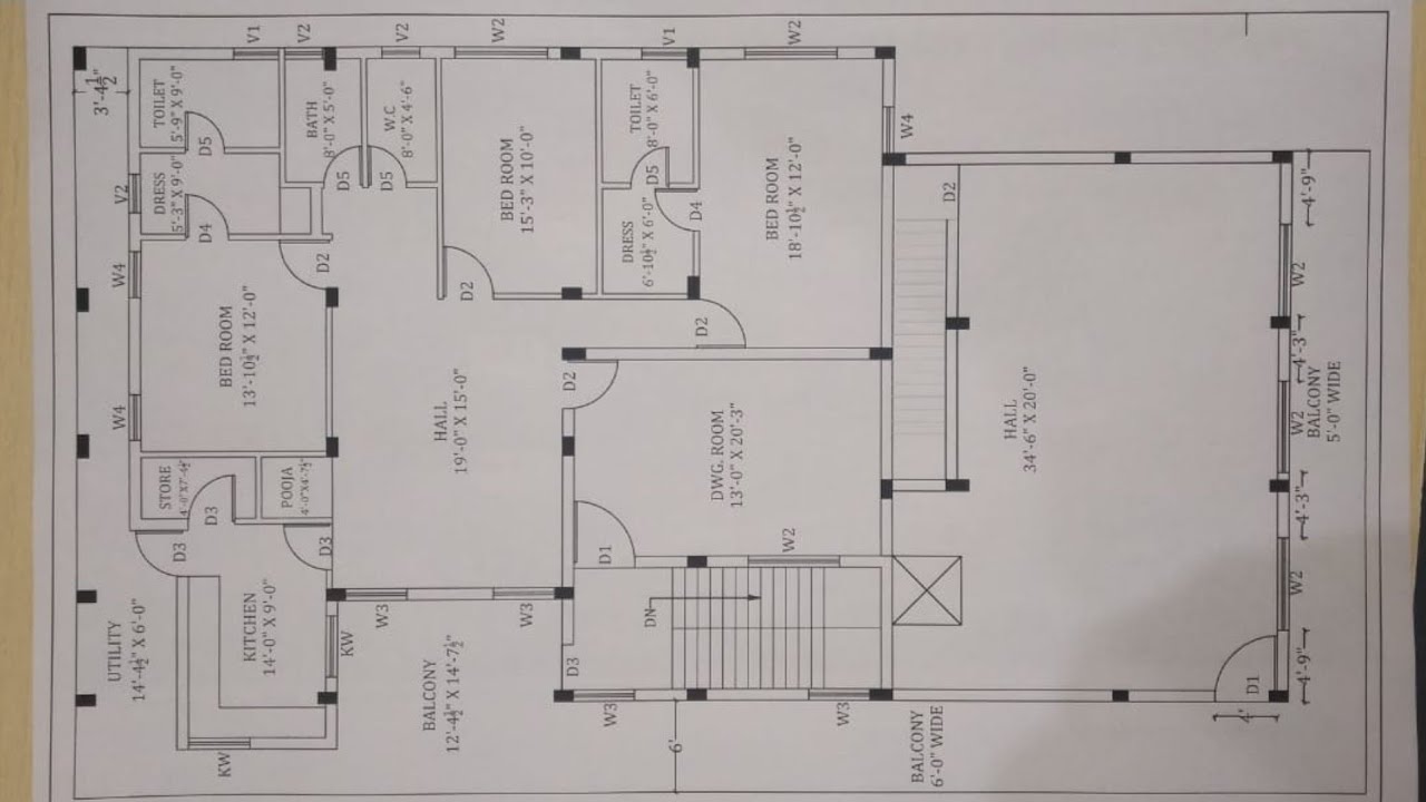 1000 square feet 3 bedroom house plan map naksha design - YouTube