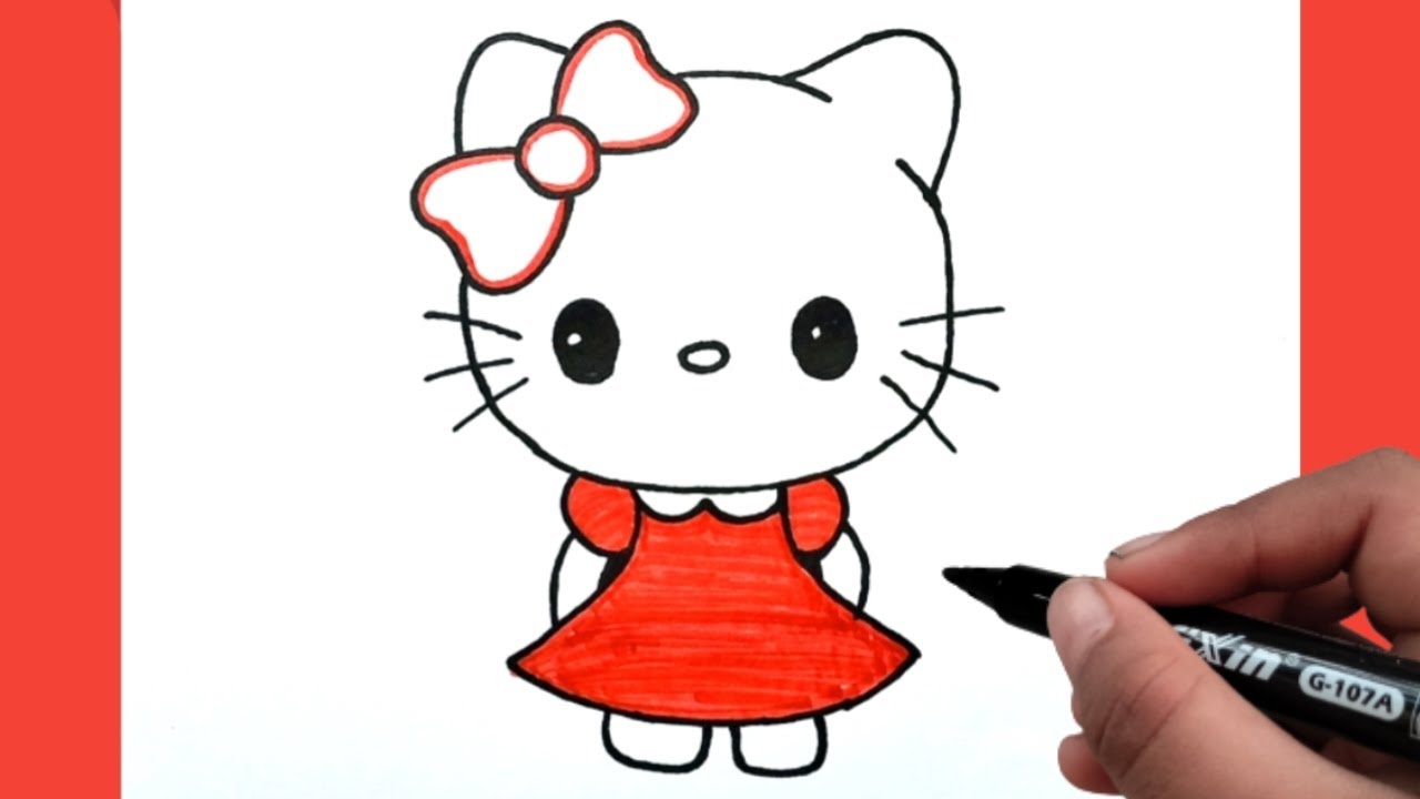 How to draw A Hello Kitty | Hello Kitty Drawing For Kids || - YouTube