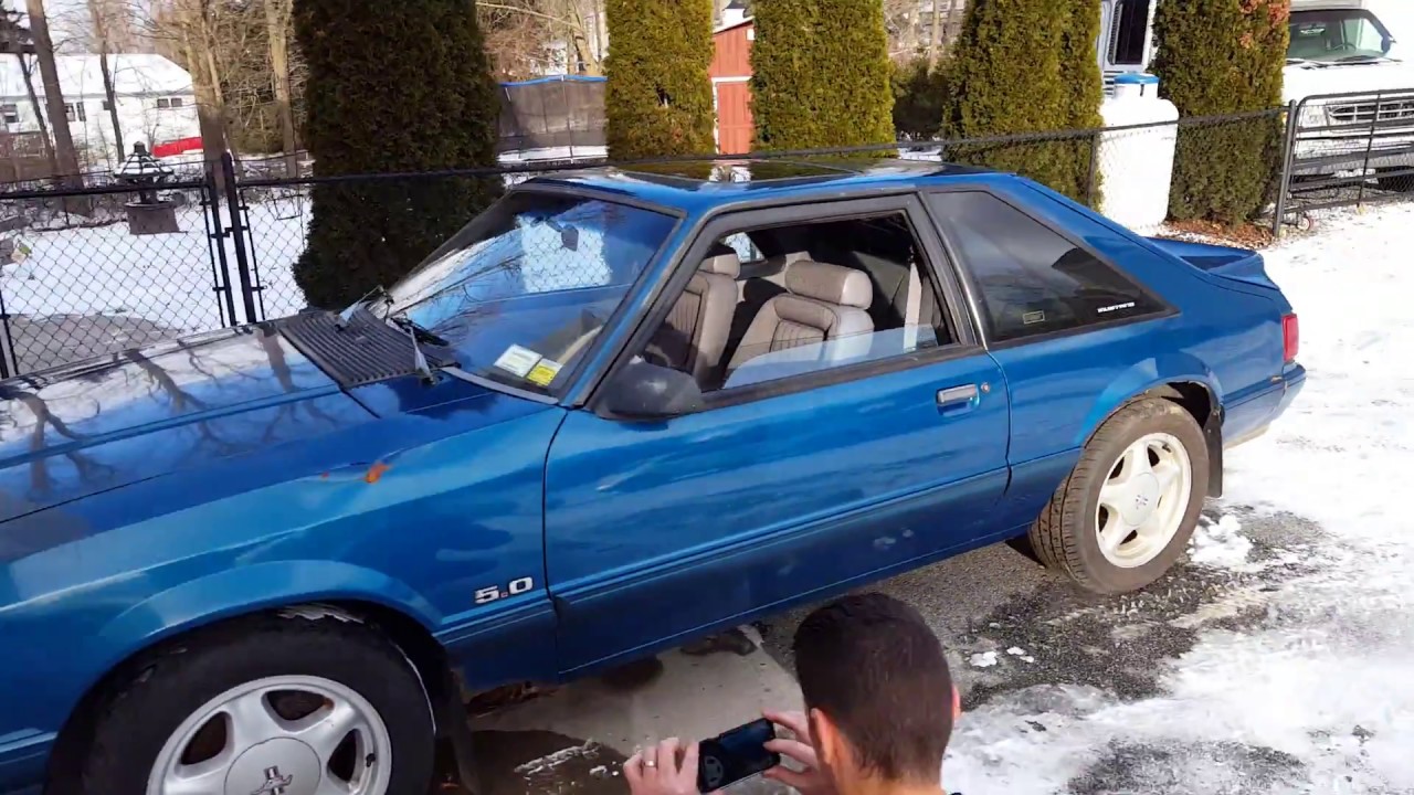 1993 Reef blue Mustang LX bone stock walk around - YouTube