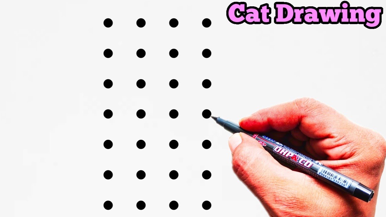 How To Draw A Cat From Dots Step By Step | Cat Drawing Easy | Dots ...