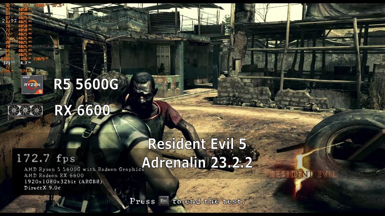 AMD RX 6600 + Ryzen 5 5600G, Resident Evil 5 Benchmark DirectX 9.0c ...
