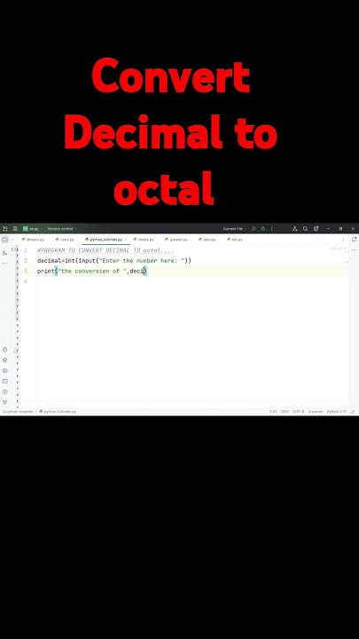 Convert decimal to octal in python for beginners 🔥🔥 - YouTube