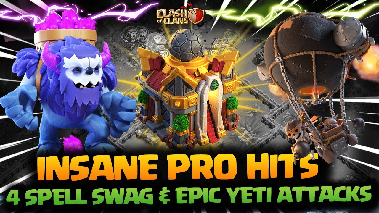 4 Spell Swag! TH16 Pro Attacks | Th16 QC LaLo | Th16 Yeti Smash & More ...