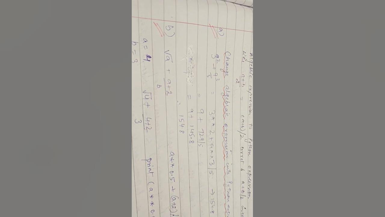 Algebraic expressions in Python class XI IP #python - YouTube