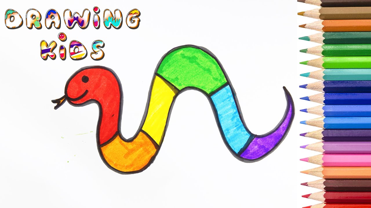 How to Draw and Color a Rainbow Snake | Hikori Dikori Kids Song - YouTube