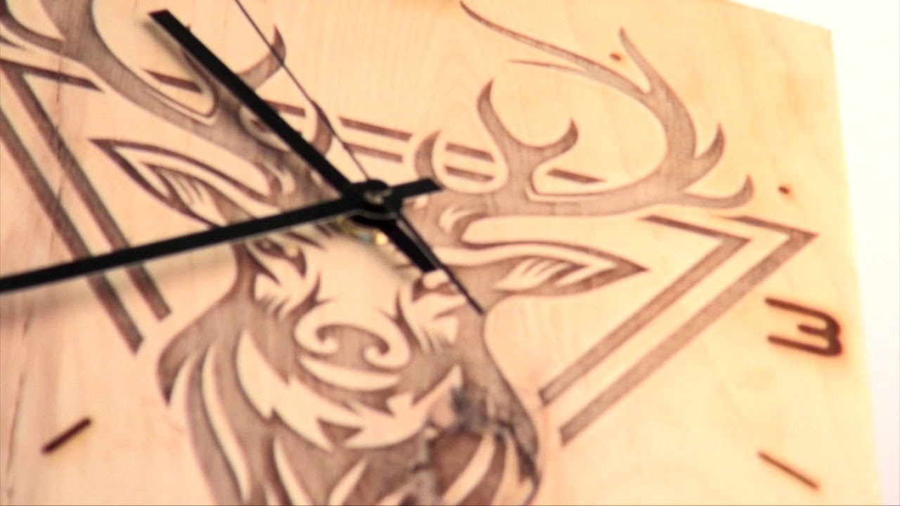 Wall Clock Engraved Deer - YouTube
