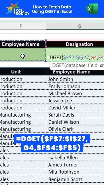 How to Fetch Data Using DGET in Excel - YouTube